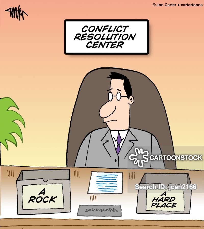 An office worker at the conflict resolution center is stuck between a ...